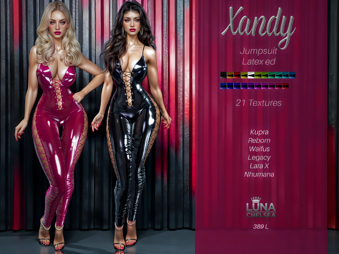 Second Life Marketplace - Xandy Latex Lace up catsuit, Fatpack